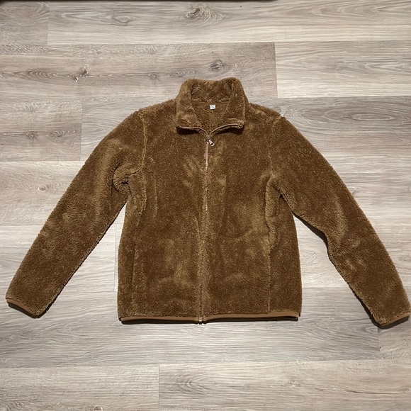 Uniqlo | Jackets & Coats | Uniqlo Brown Teddy Bear Fleece Jacket | Poshmark